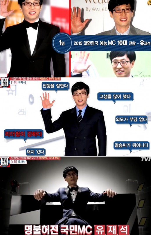 [방송]'명단공개' 유재석, MC 10대 천왕 1위 '명불허전 국민 MC' | YTN