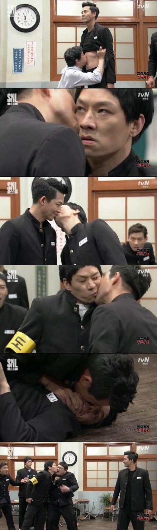 [방송]'SNL7' 이정진·정상훈·김준현 주먹 대신 볼 뽀뽀 “쪽” | YTN