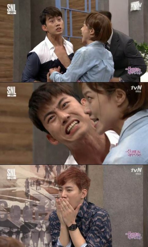 [방송]'SNL8' 안영미 검은손, 준호 엉덩이·택연 가슴 공격 | YTN